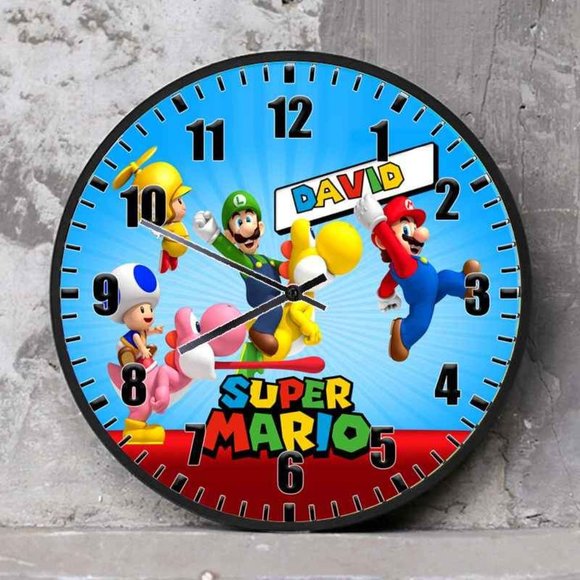 Clock | Wall Decor | Mario Bros Clock With Name Personalized For You ...